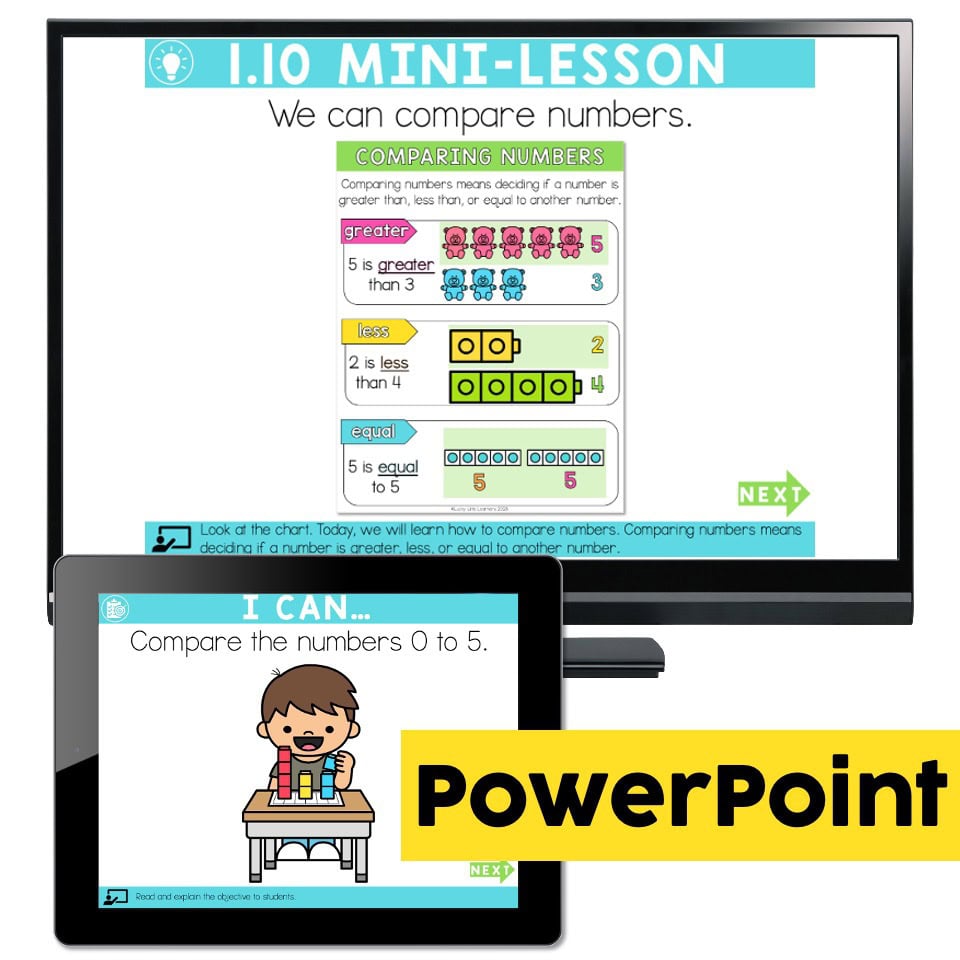 Lucky to Learn Math - Kindergarten - Lesson 1.10 - Comparing 0 to 5 ...