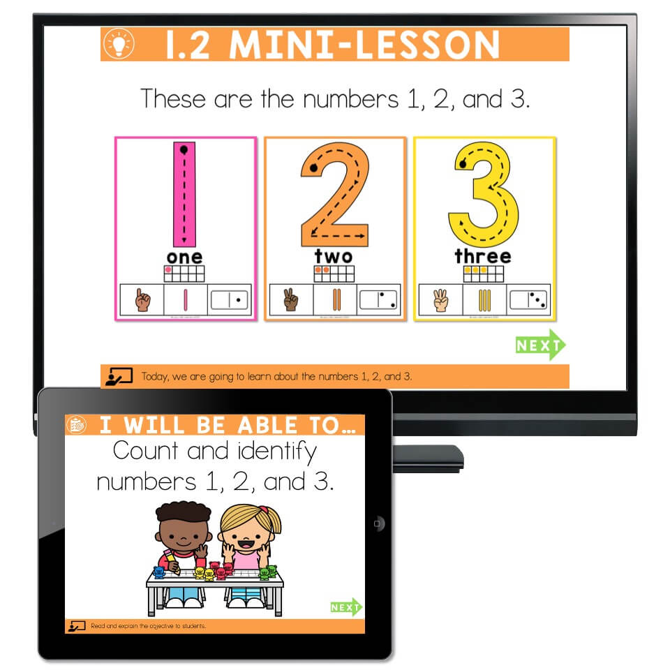 Lucky to Learn Math - Kindergarten - Lesson 1.2 - Count and Identify 1 ...