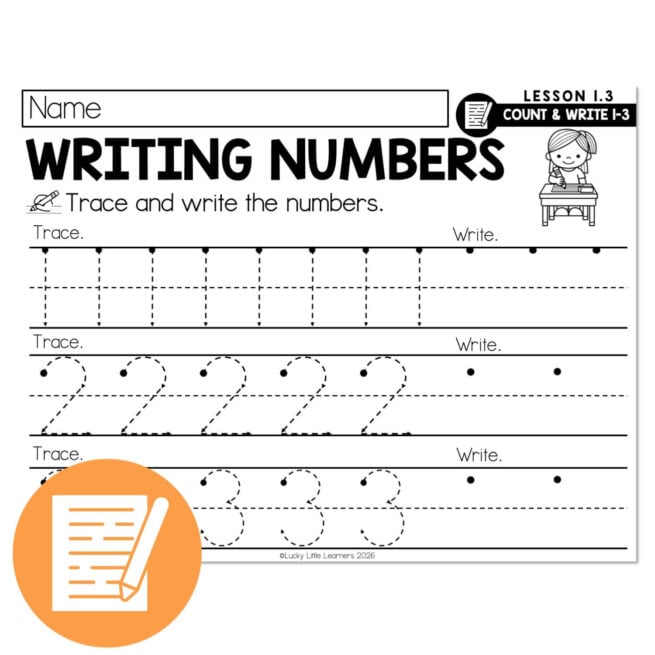 Lucky to Learn Math - Kindergarten - Lesson 1.3 - Count and Write 1-3 ...