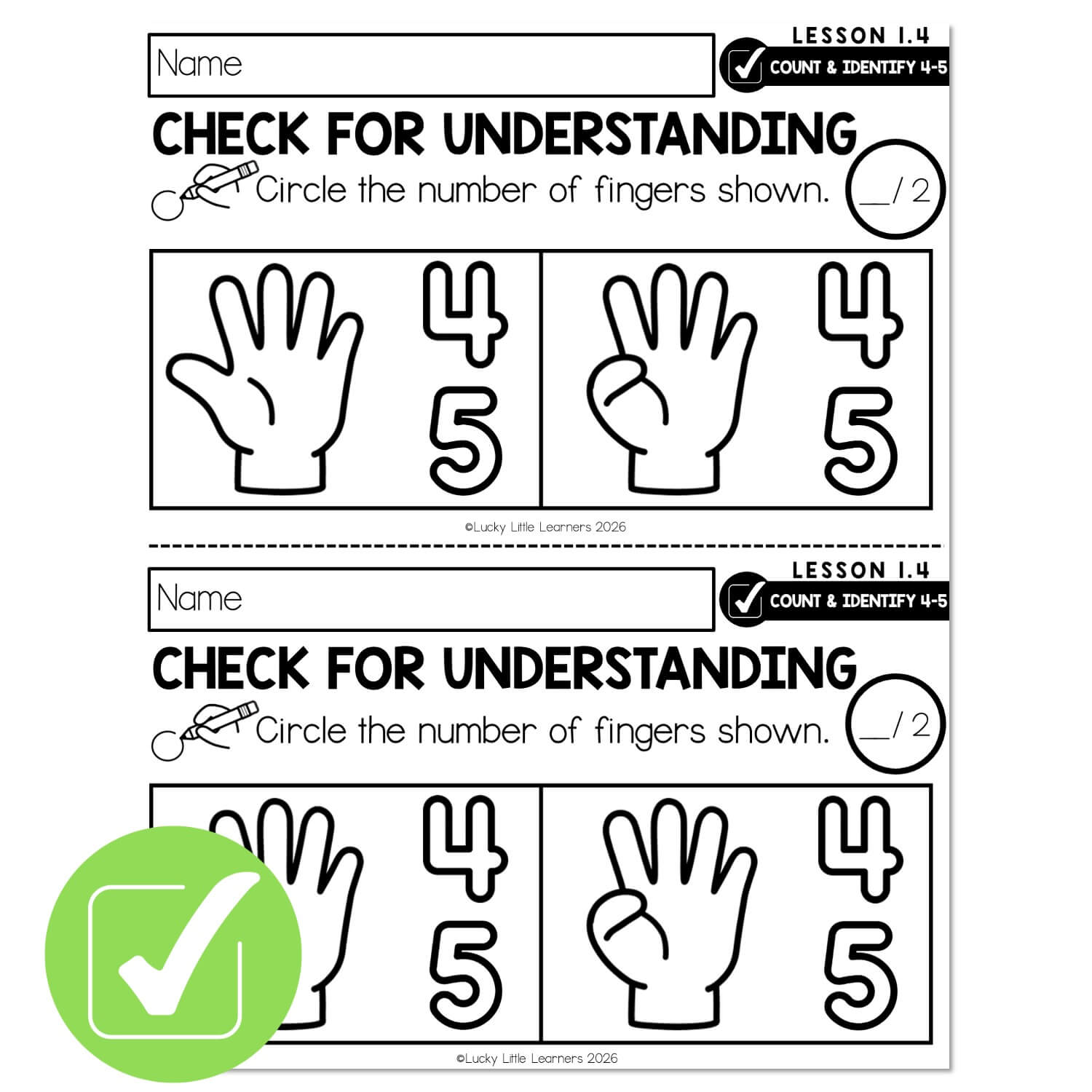 Lucky to Learn Math - Kindergarten - Lesson 1.4 - Count and Identify 4 ...