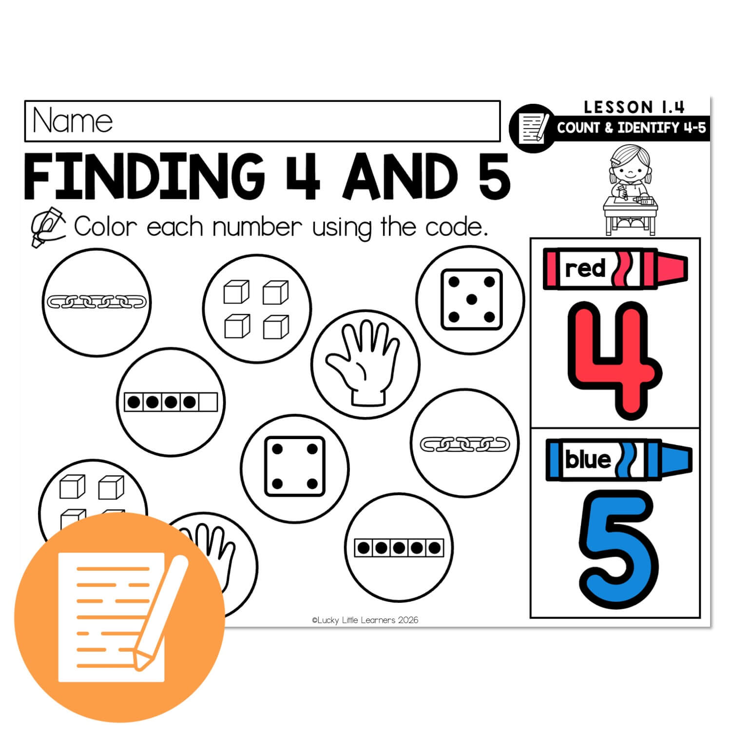 Lucky to Learn Math - Kindergarten - Lesson 1.4 - Count and Identify 4 ...