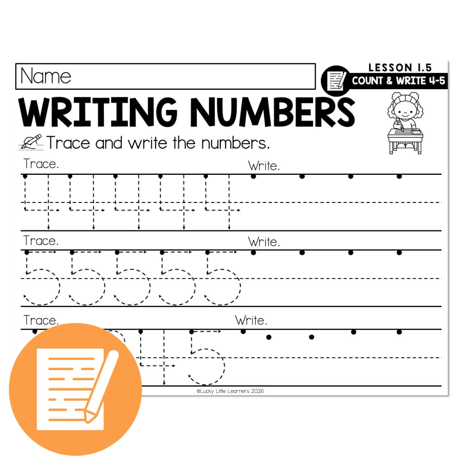 Lucky to Learn Math - Kindergarten - Lesson 1.5 - Count and Write 4-5 ...