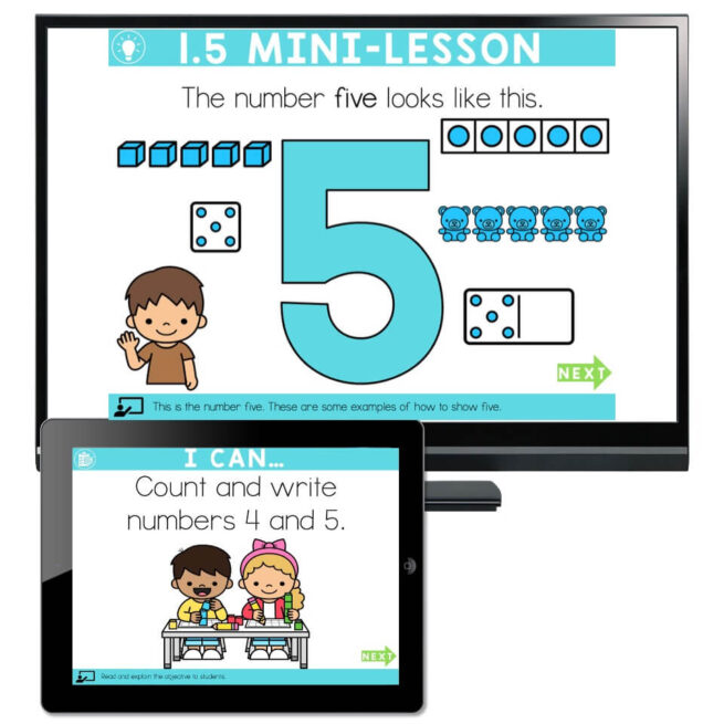 Lucky to Learn Math - Kindergarten - Lesson 1.5 - Count and Write 4-5 ...