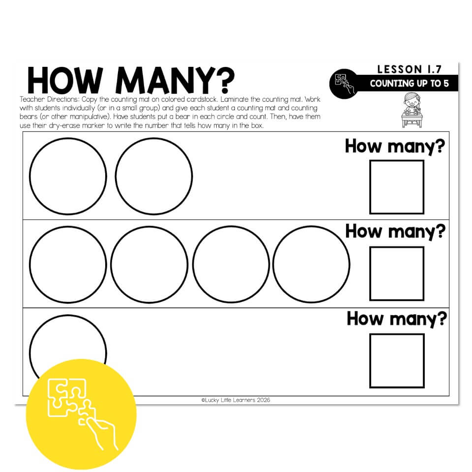 Lucky to Learn Math - Kindergarten - Lesson 1.7 - Counting Up to 5 ...
