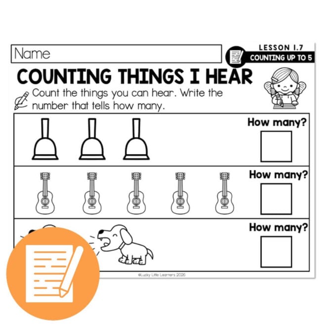 Lucky to Learn Math - Kindergarten - Lesson 1.7 - Counting Up to 5 ...
