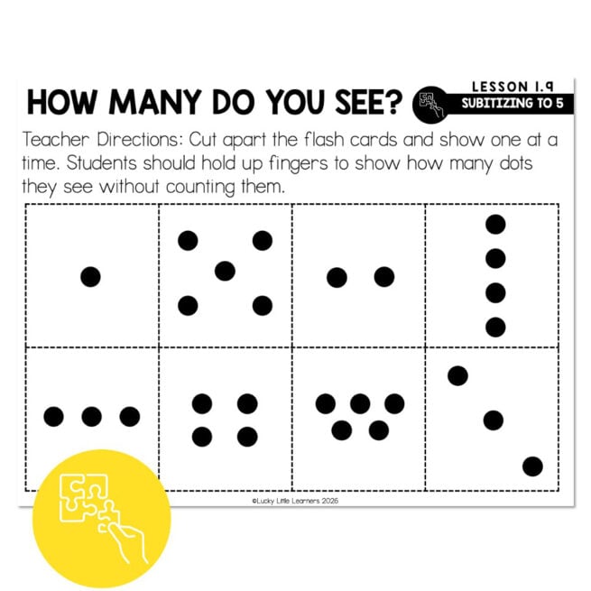 Lucky to Learn Math - Kindergarten - Lesson 1.9 - Subitizing to 5 ...