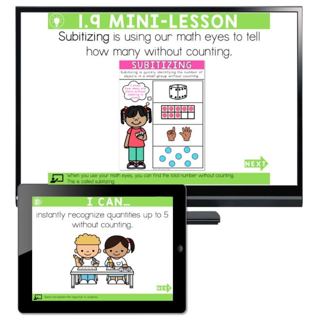 Lucky to Learn Math - Kindergarten - Lesson 1.9 - Subitizing to 5 ...