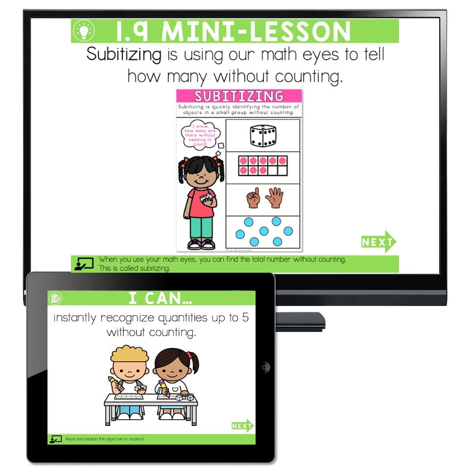 Lucky to Learn Math - Kindergarten - Lesson 1.9 - Subitizing to 5 ...