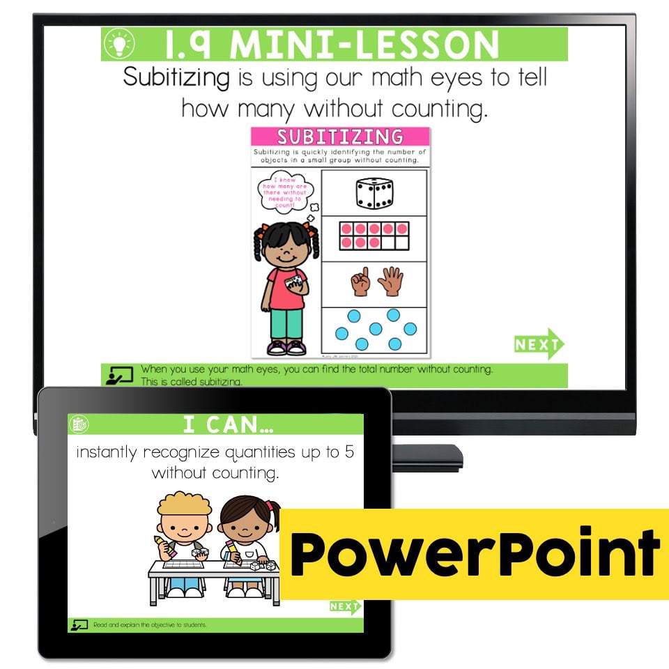 Lucky to Learn Math - Kindergarten - Lesson 1.9 - Subitizing to 5 ...