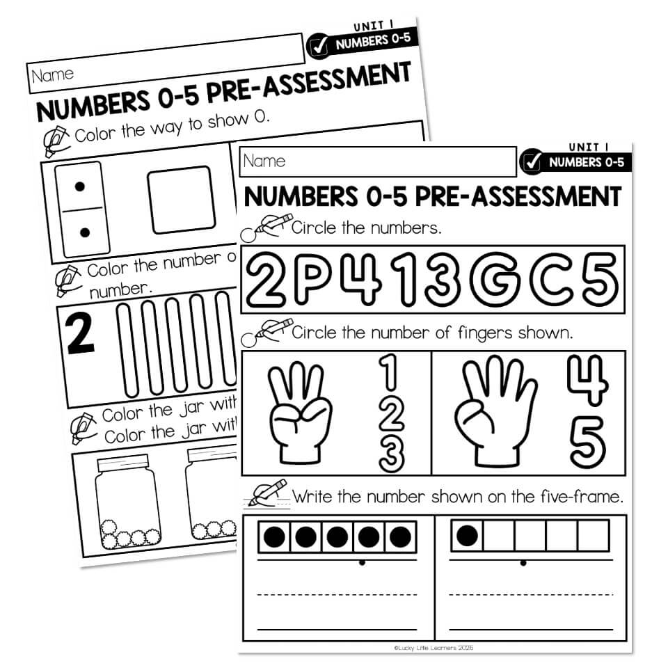 Lucky to Learn Math - Kindergarten - Unit 1 - Numbers 0-5 - Pre ...