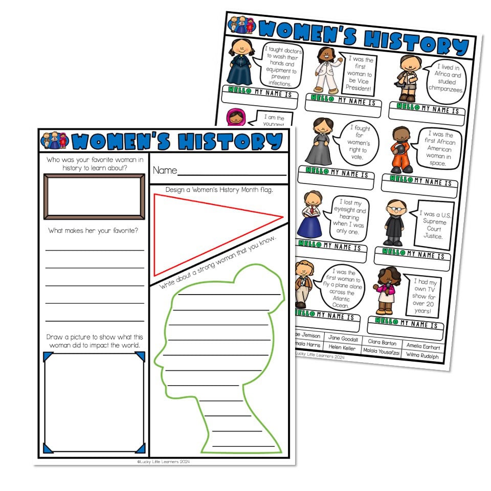 Lucky to Learn Social Studies - Women's History - One-Pager - Color ...