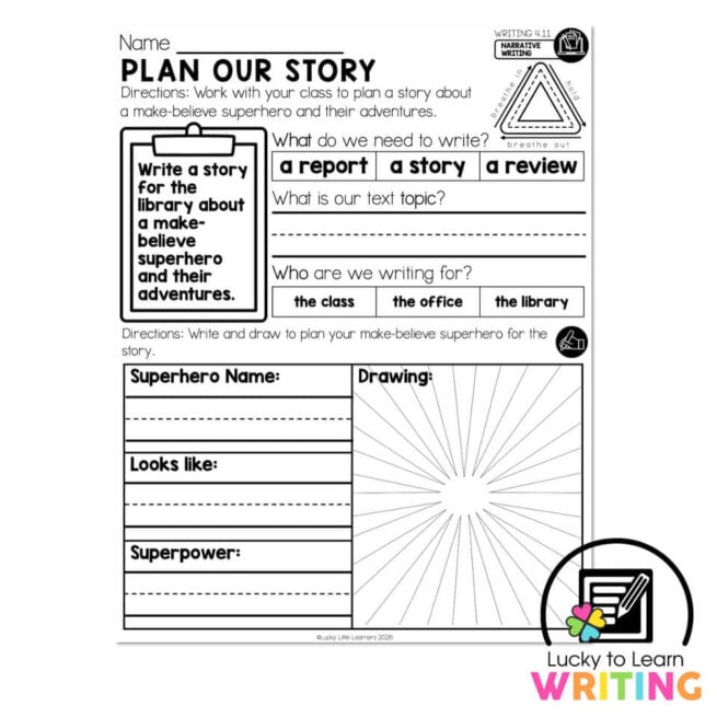Lucky to Learn Writing 1st Grade - Unit 4 Intro to Narrative - Writing ...