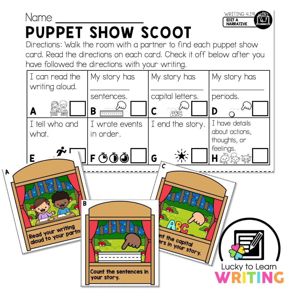 Lucky to Learn Writing 1st Grade - Unit 4 Intro to Narrative - Writing ...