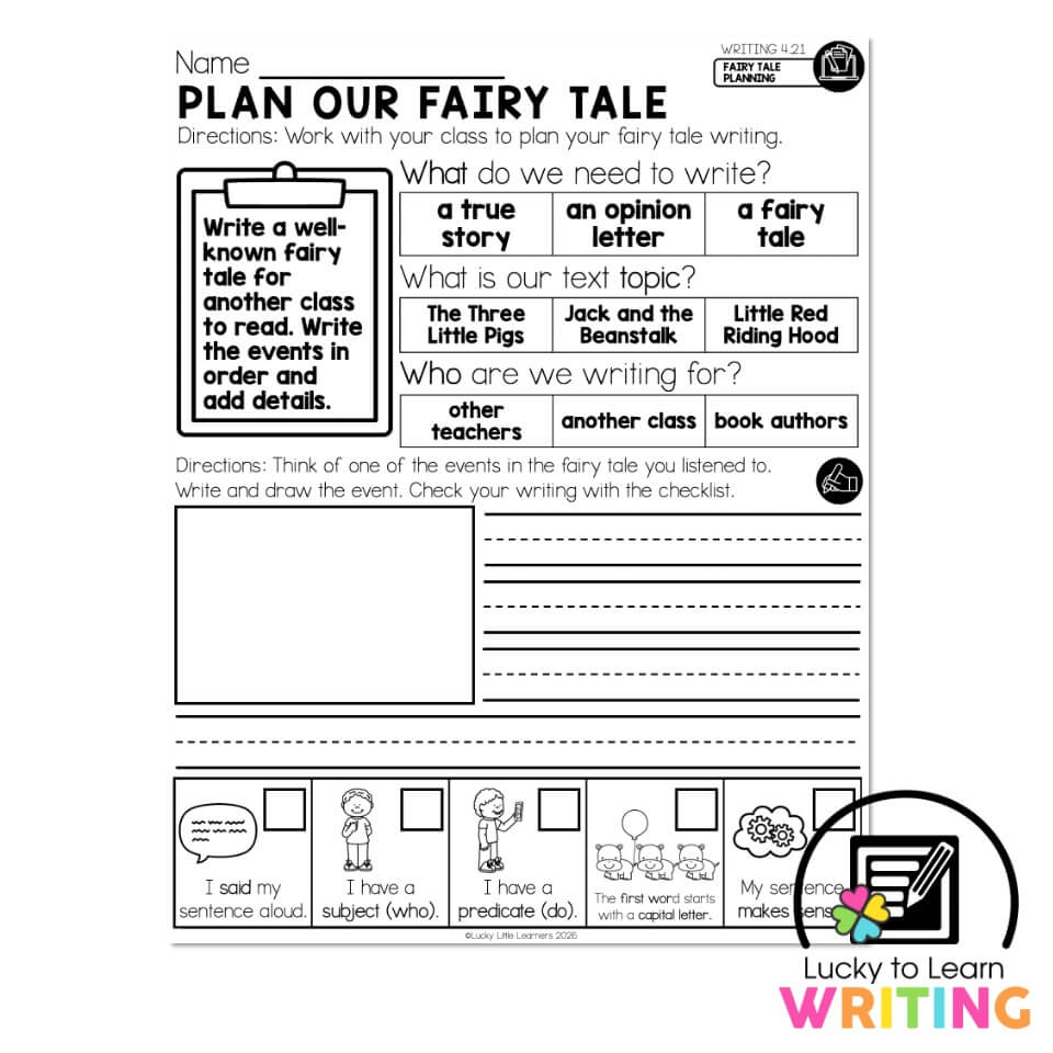 Lucky to Learn Writing 1st Grade - Unit 4 Intro to Narrative - Writing ...