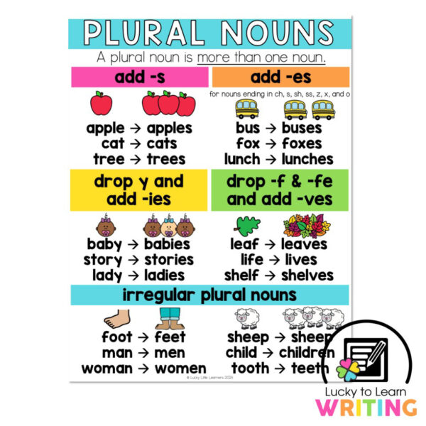 Lucky to Learn Writing - Unit 3 Informational - Anchor Chart - Plural ...