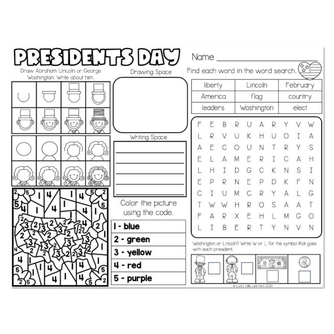 Presidents Day Placemat - George Washington and Abraham Lincoln - Lucky ...