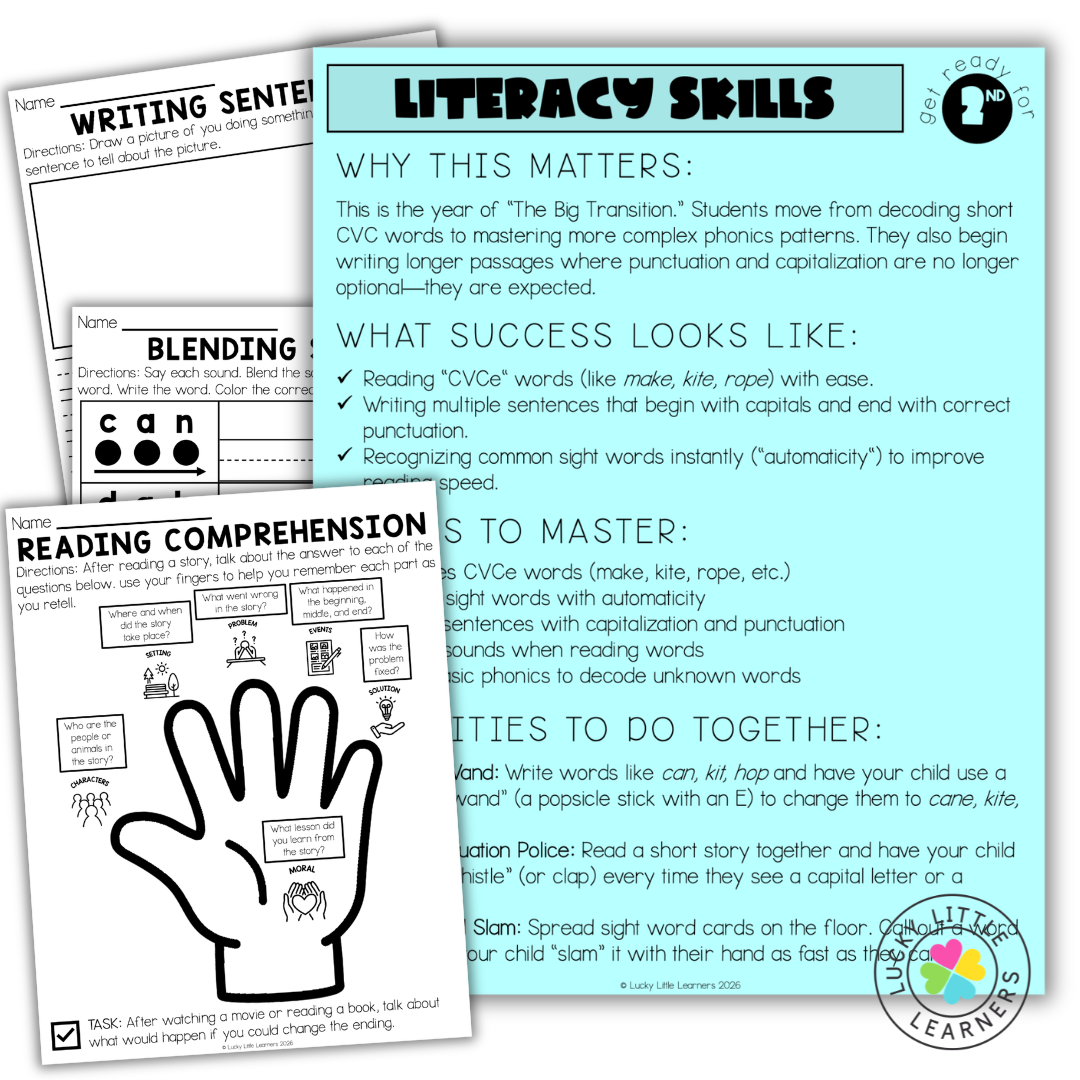 Get Ready for 2nd Grade Pack - Lucky Little Learners