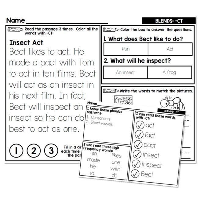 1st Grade Decodable Phonics Passage - Ending Blends - CT - Lucky Little ...
