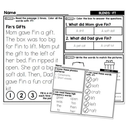 1st Grade Decodable Phonics Passage - Ending Blends - FT - Lucky Little ...