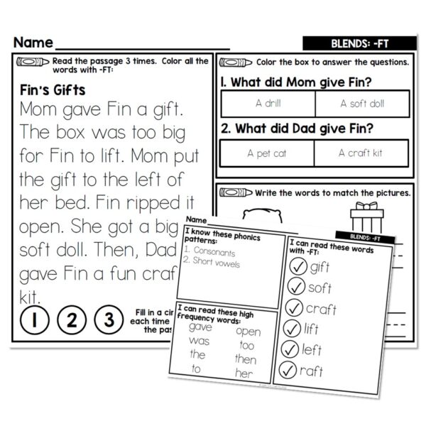 1st Grade Decodable Phonics Passage - Ending Blends - FT - Lucky Little ...