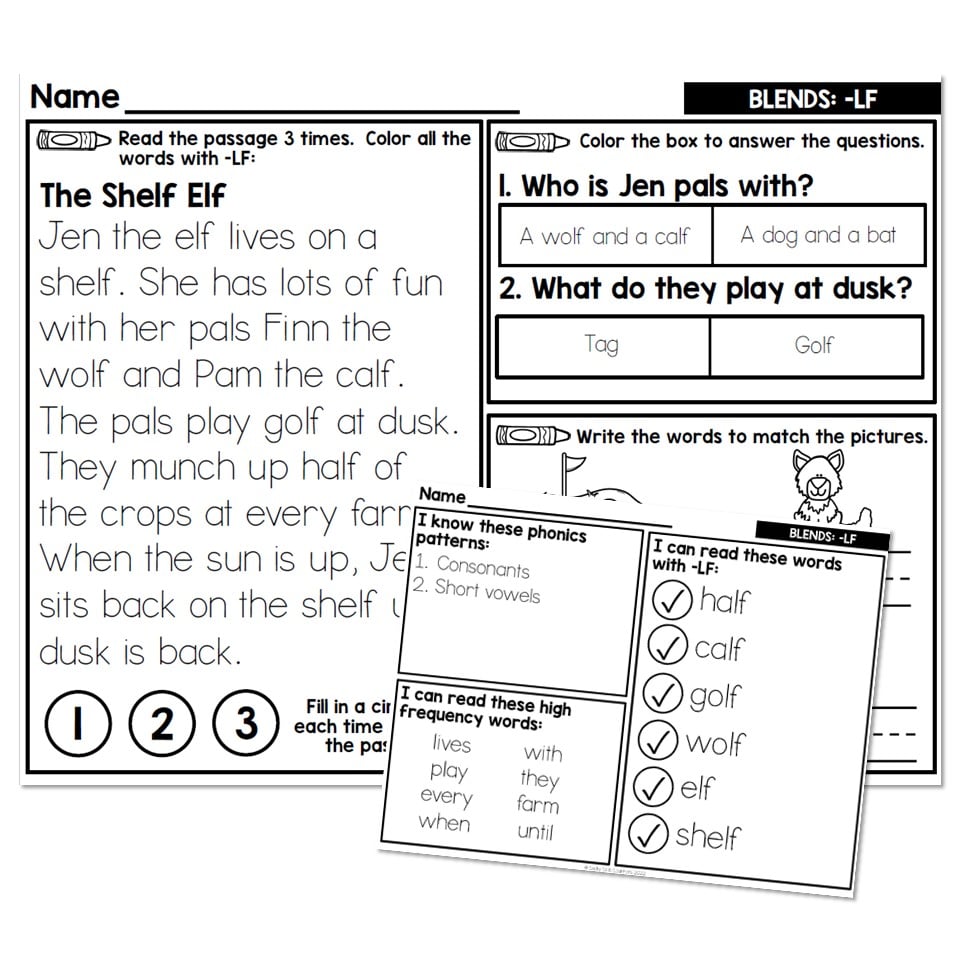 1st Grade Decodable Phonics Passage - Ending Blends - LF - Lucky Little ...