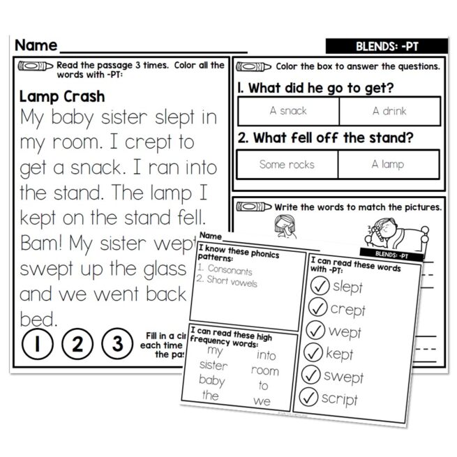 1st Grade Decodable Phonics Passage - Ending Blends - PT - Lucky Little ...