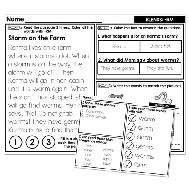 1st Grade Decodable Phonics Passage - Ending Blends - RM - Lucky Little ...