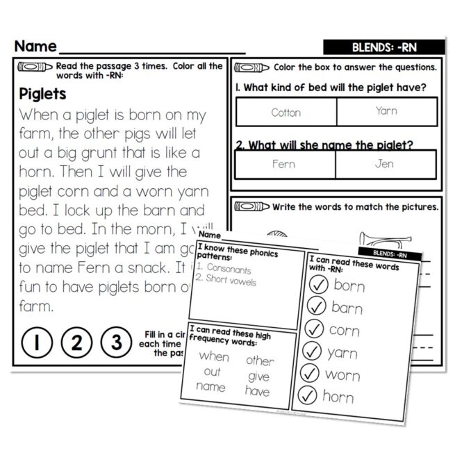 1st Grade Decodable Phonics Passage - Ending Blends - RN - Lucky Little ...