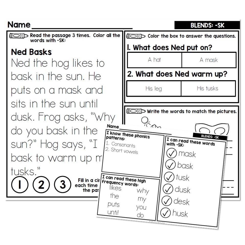 1st Grade Decodable Phonics Passage - Ending Blends - SK - Lucky Little ...