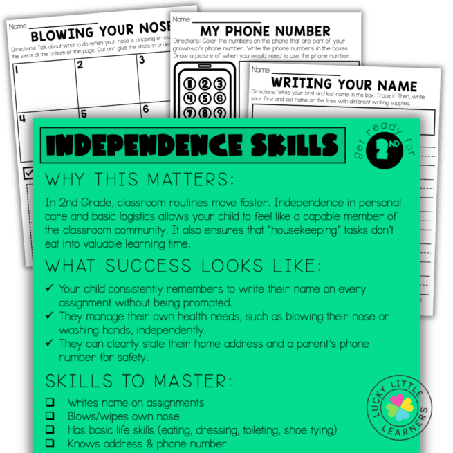 Get Ready for 2nd Grade Pack - Lucky Little Learners