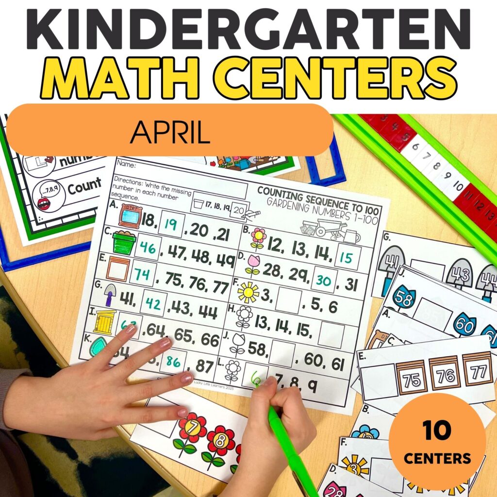 April Math Centers & Activities for Kindergarten - Lucky Little Learners