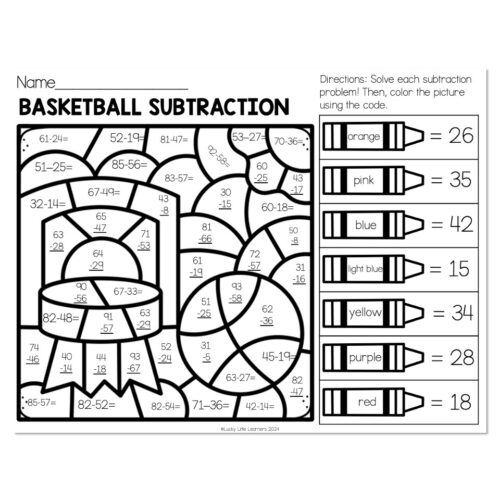Basketball Transformation - Math - 2-Digit Subtraction - Basketball ...