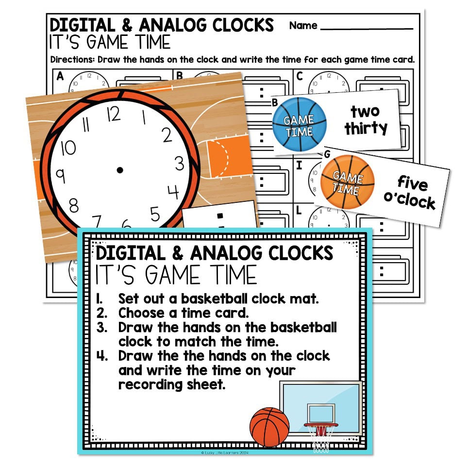 Basketball Transformation - Math Center - Digital and Analog Clocks ...
