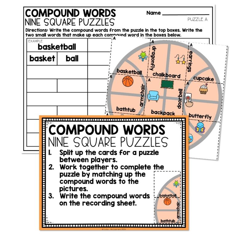 Basketball Transformation - Phonics Center - Compound Words - Nine ...