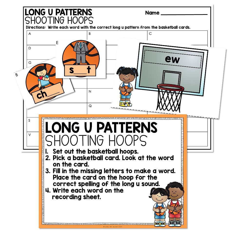Basketball Transformation - Phonics Center - Long U Patterns - Shooting ...