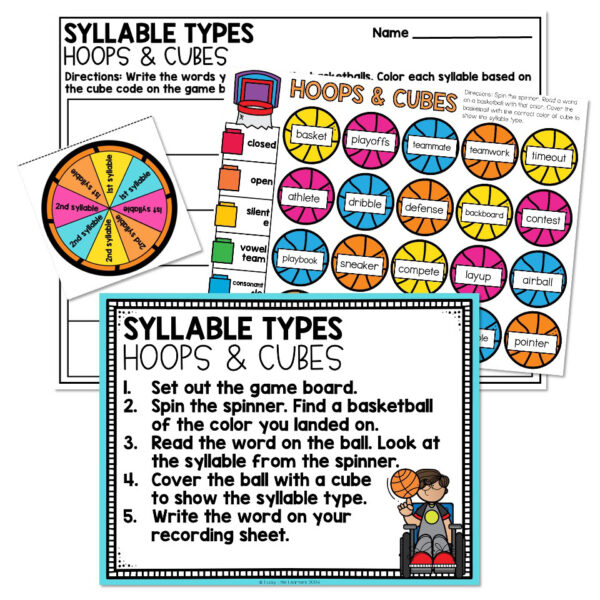 Basketball Transformation - Phonics Center - Syllable Types - Hoops and ...