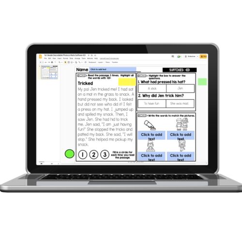 Digital 1st Grade Decodable Phonics Passage - Suffixes - ED - Lucky ...