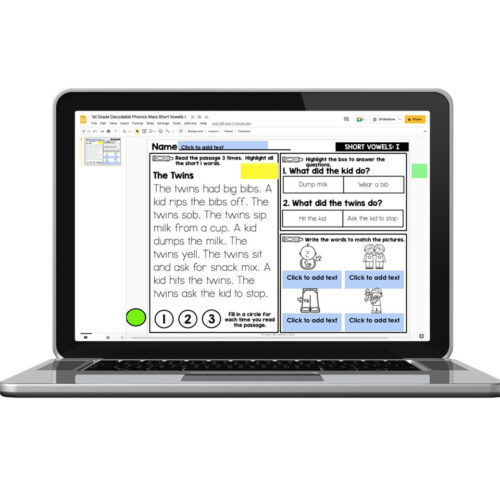 Digital 1st Grade Decodable Phonics Passages - Short Vowels - I - Lucky ...