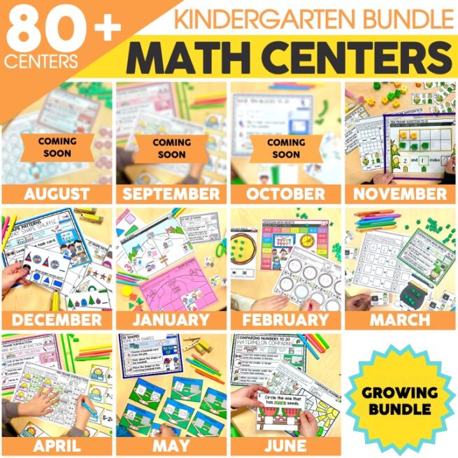 Kindergarten Math Centers Growing Bundle - Lucky Little Learners