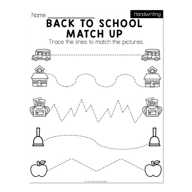 Kindergarten Monthly Worksheets – August Handwriting – Tracing Lines ...