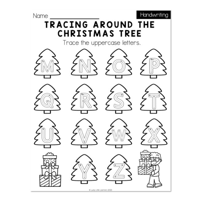 Kindergarten Monthly Worksheets – December Handwriting – Uppercase ...