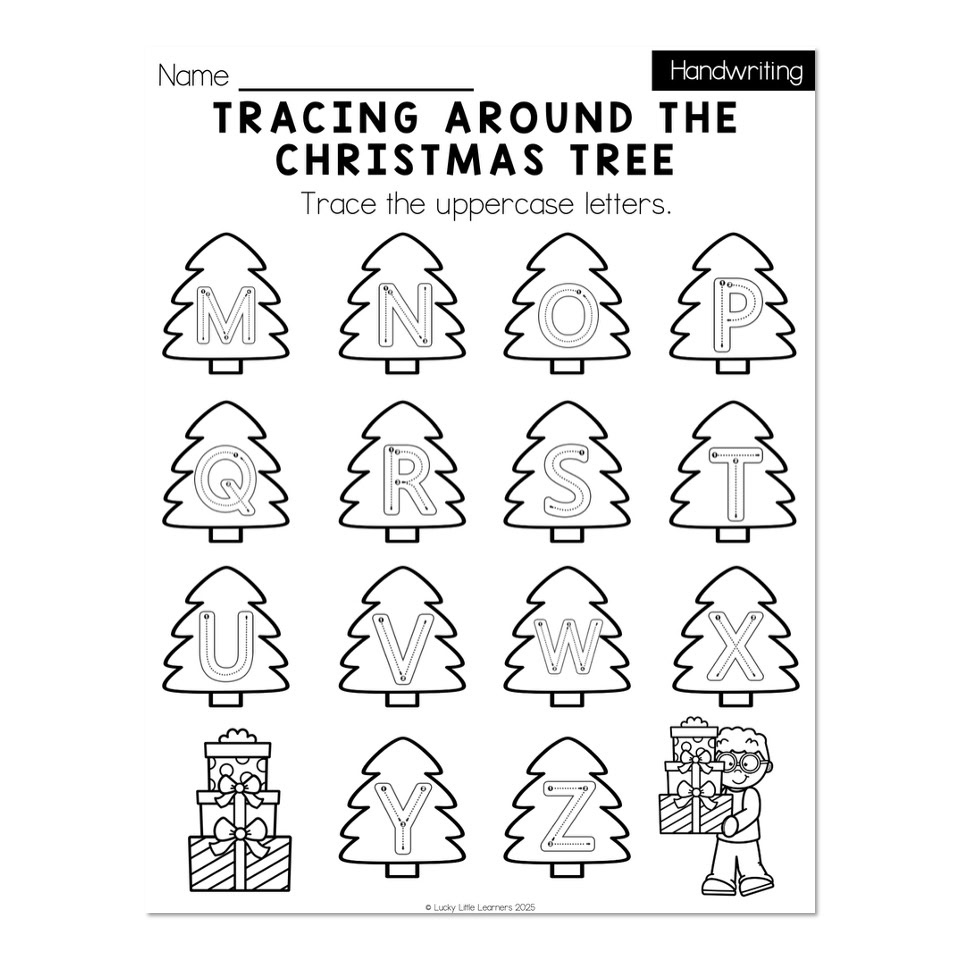 Kindergarten Monthly Worksheets – December Handwriting – Uppercase ...