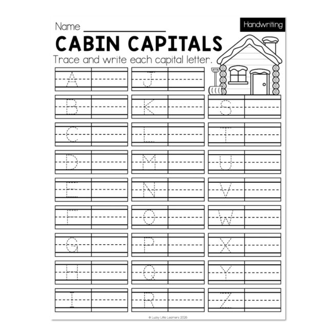 Kindergarten Monthly Worksheets – January Handwriting – Uppercase ...