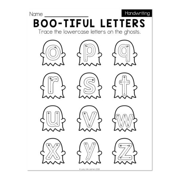 Kindergarten Monthly Worksheets – October Handwriting – Lowercase ...