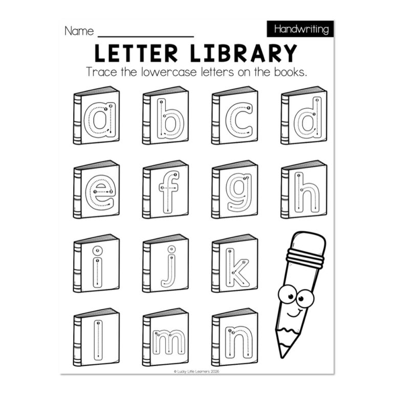 Kindergarten Monthly Worksheets – September Handwriting – Lowercase ...
