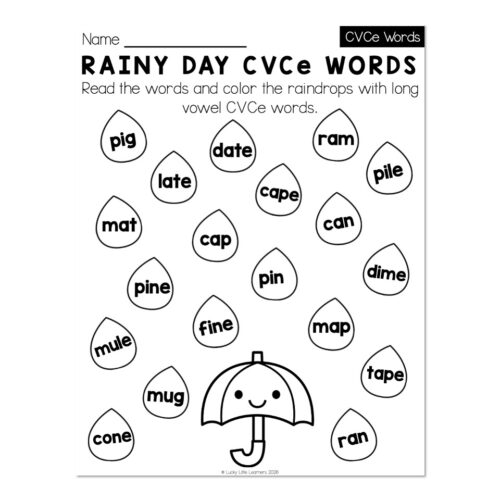 Kindergarten Monthly Worksheets - April - Word Reading - CVCe Words ...