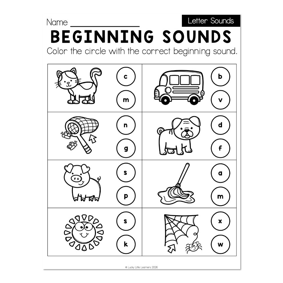 Kindergarten Monthly Worksheets - August Word Reading - Letter Sounds ...