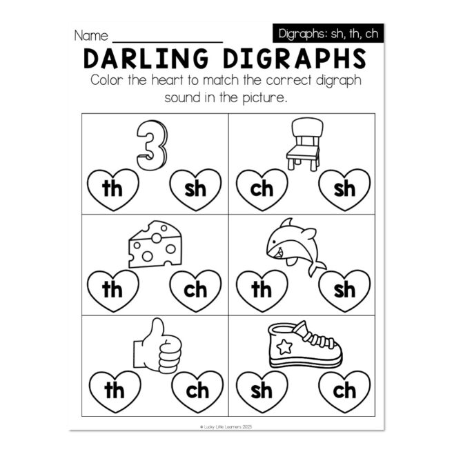 Kindergarten Monthly Worksheets - February Word Reading - Digraphs SH ...