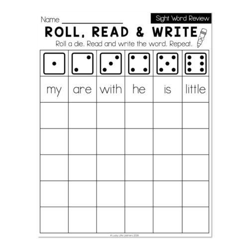 Kindergarten Monthly Worksheets - May Sight Words - Roll Read and Write ...