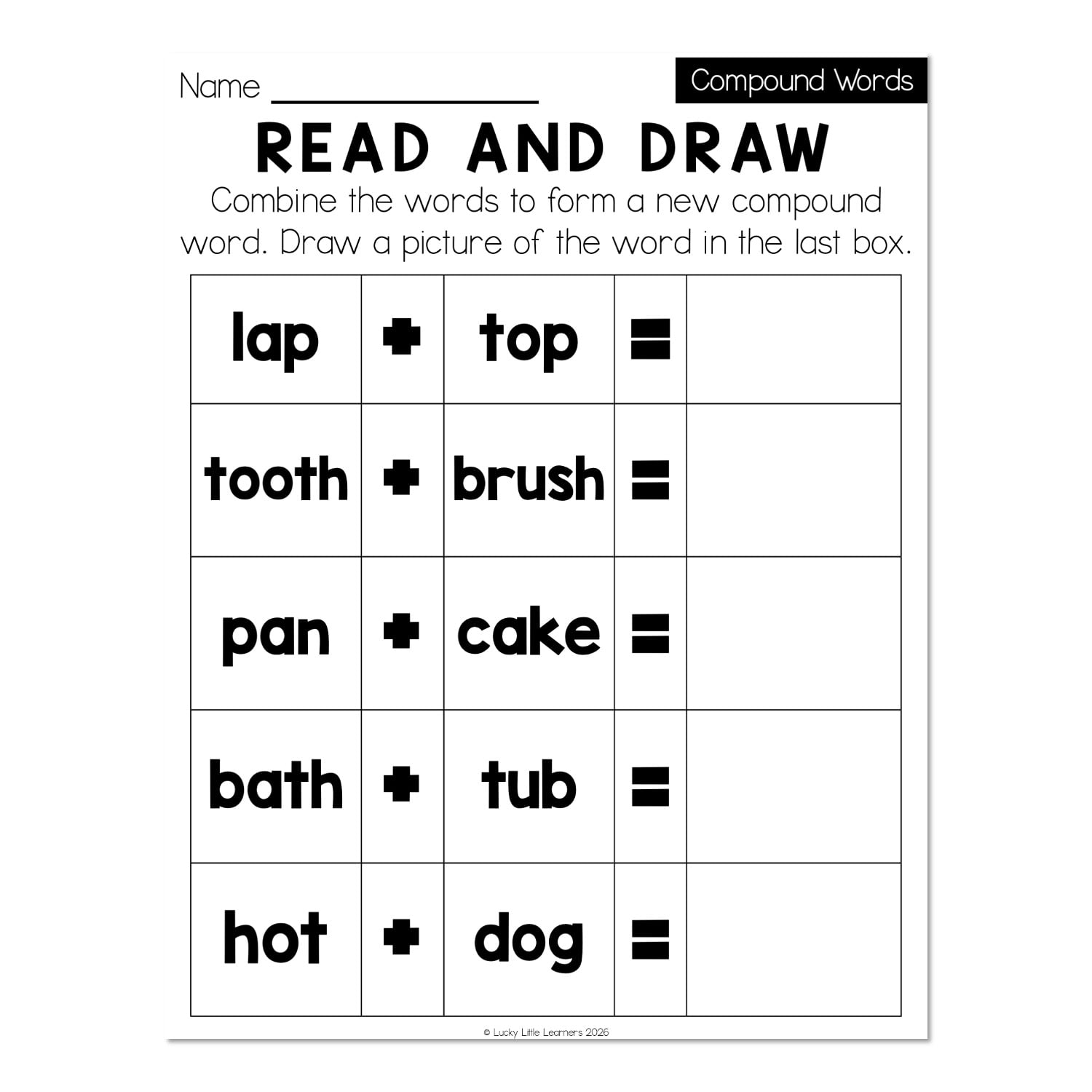 Kindergarten Monthly Worksheets - May Syllables - Compound Words - Read ...
